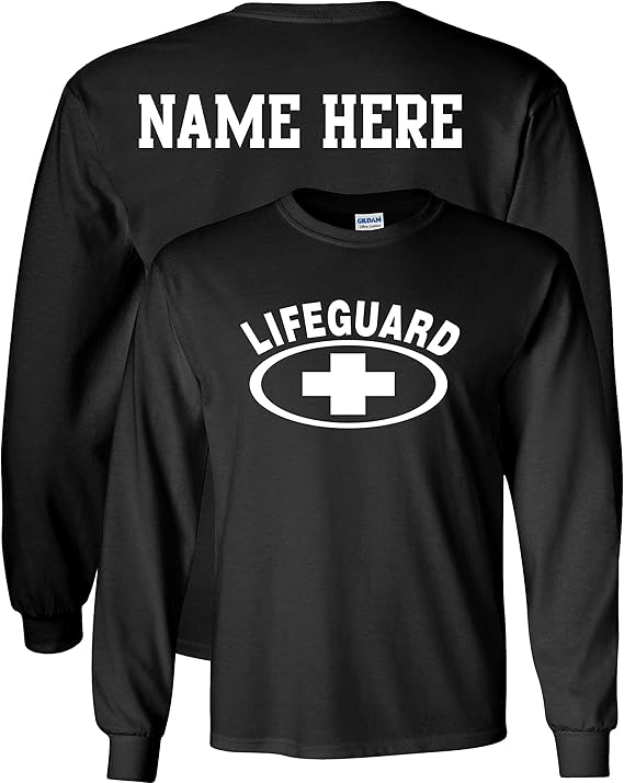 Amazon.com: Custom Lifeguard Long Sleeve T-Shirt Personalize ...