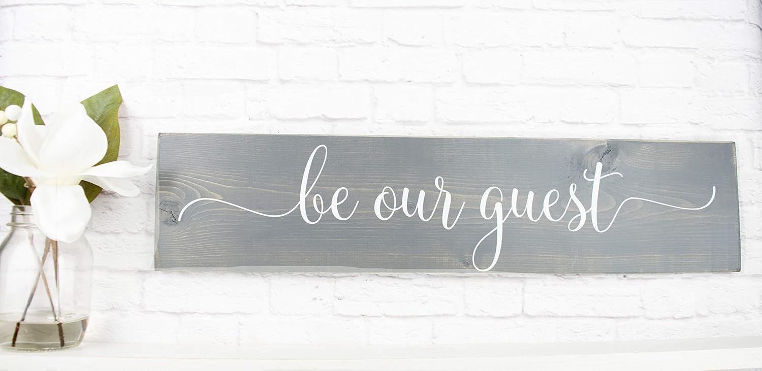 Amazon.com: Grey Be Our Guest Wooden Sign - Rustic Handmade Farmhouse ...