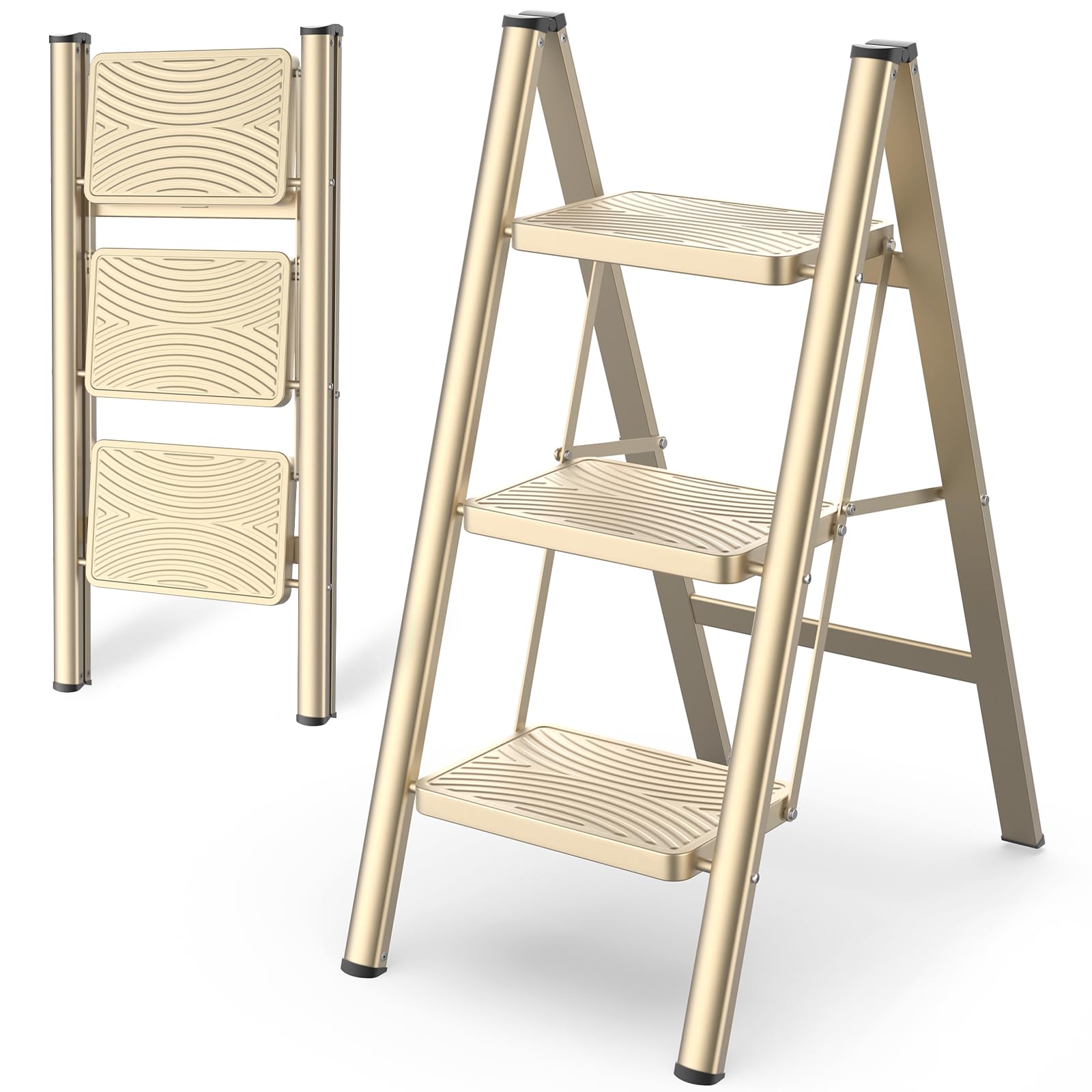 HBTower Step Ladder 3 Step Folding,Small Step Stool for Adults,Closet ...