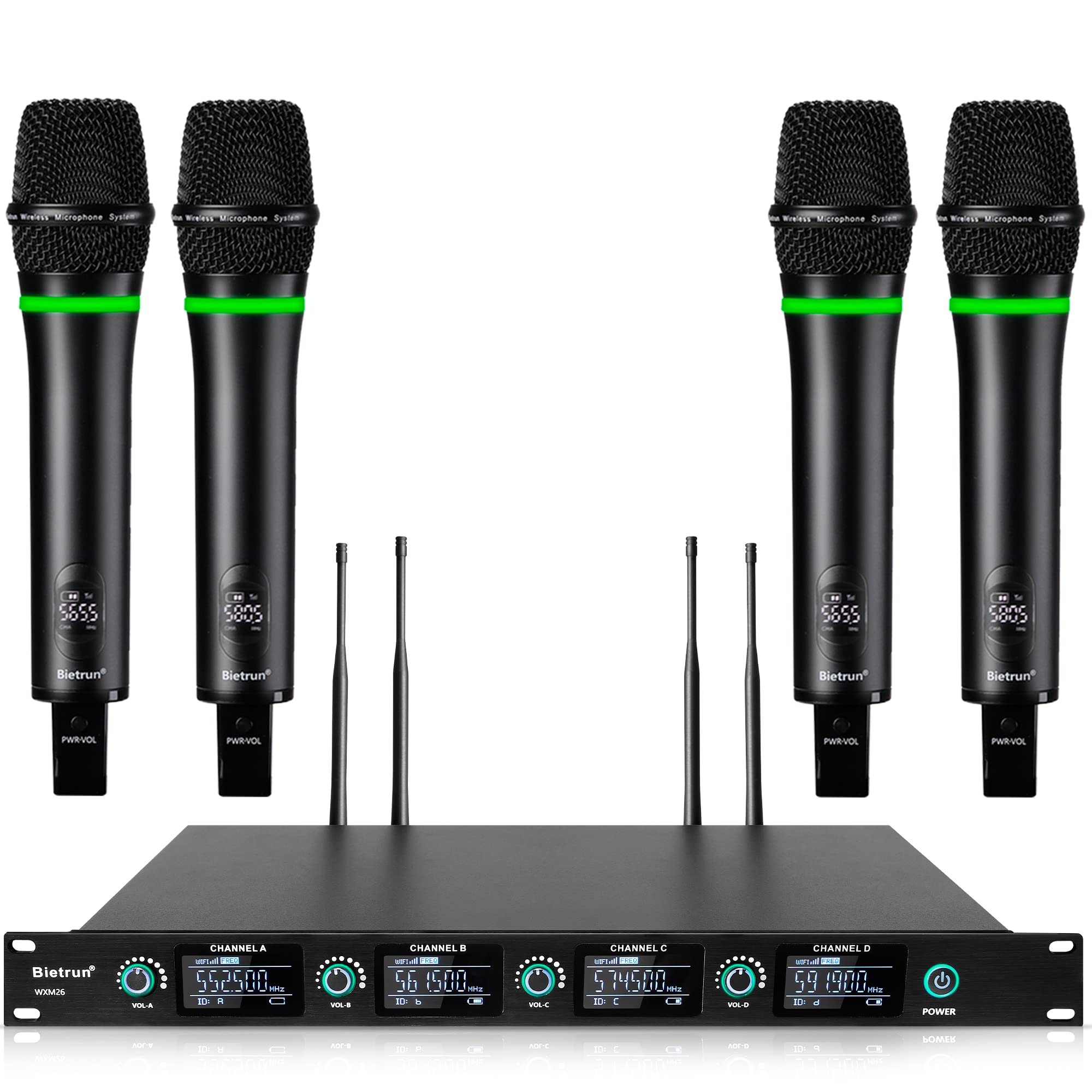 Mua 4-Channel Wireless Microphones System with 4 Rechargeable Handheld ...