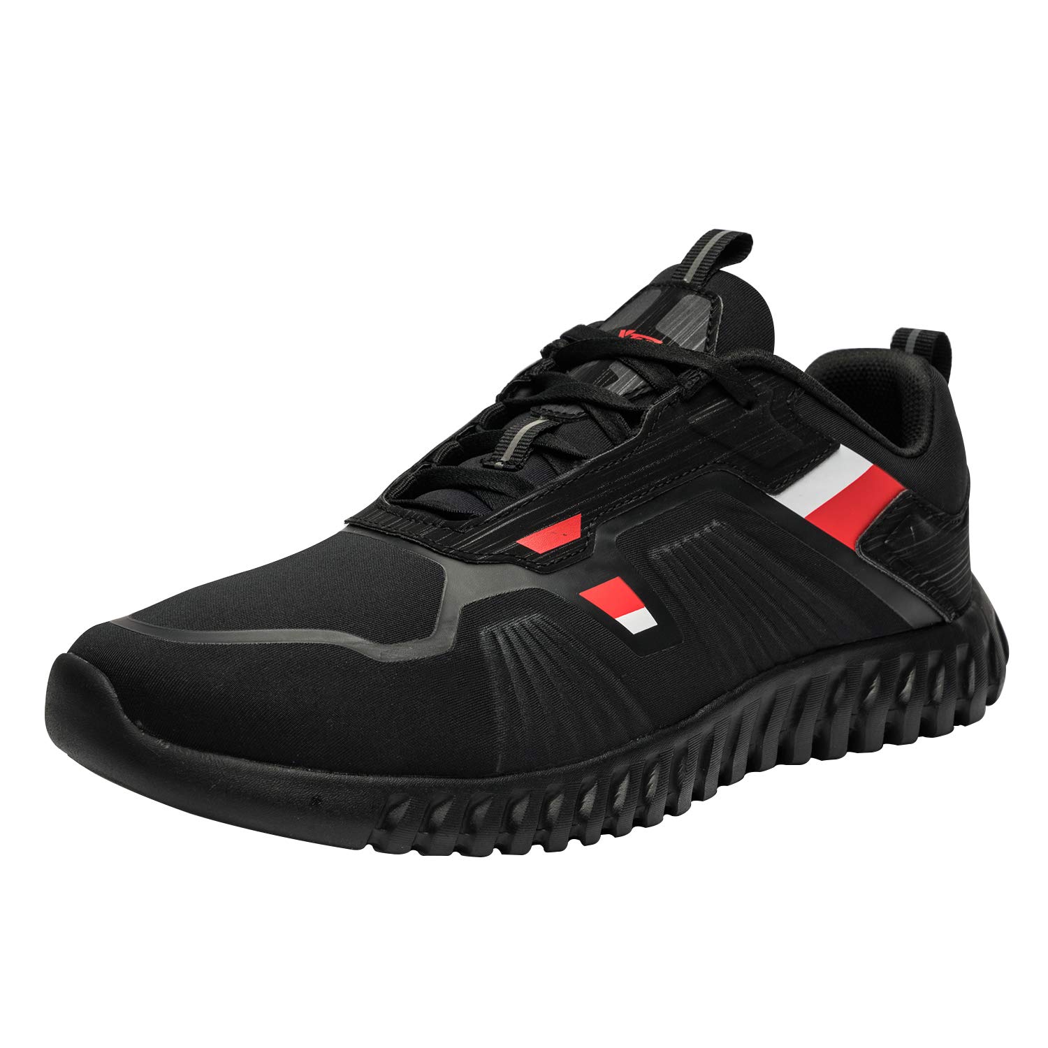 XTEP Men's Black and Red Synthetic Leather Upper Sports Running Shoes ...