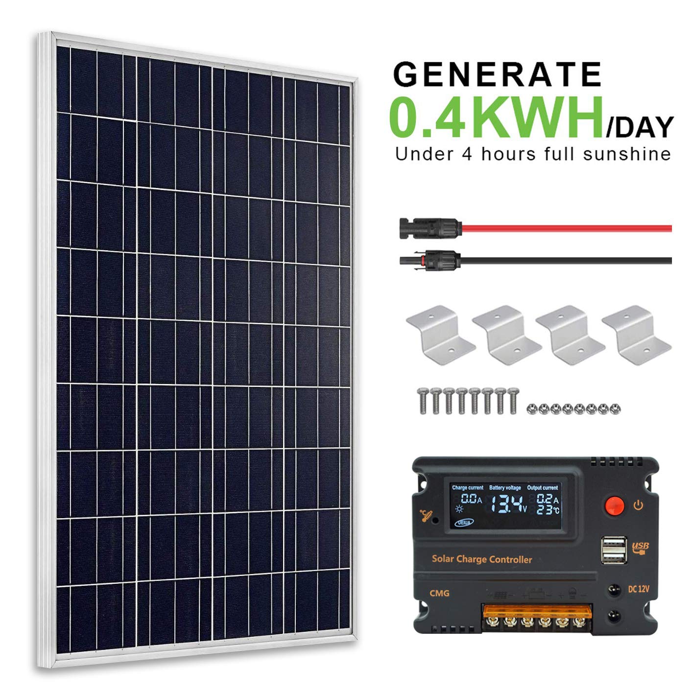 ECO-WORTHY 100 Watt 12V Solar Panels Kit + 20A Philippines | Ubuy