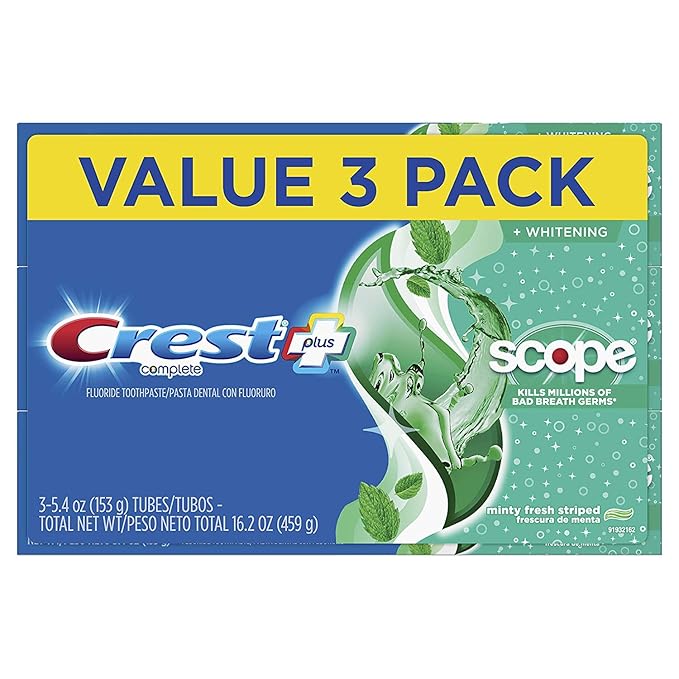 Amazon.com: Crema dental Crest Complete Whitening + Scope, menta fresca ...