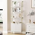 Amazon.com: Ladder Bookshelf with Cabinet, 71" Tall Wall Mounted ...