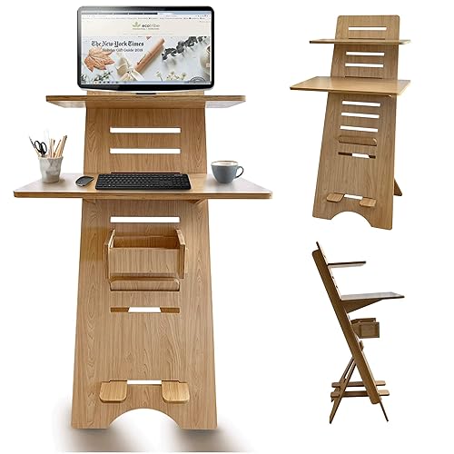 ecotribe Modern Height Adjustable 2 Tier Desk for Small Spaces ...