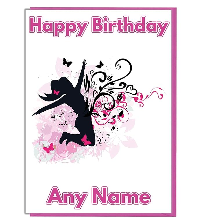 AK Giftshop Dancer Dance Themed Personalised Birthday Card - Girls ...