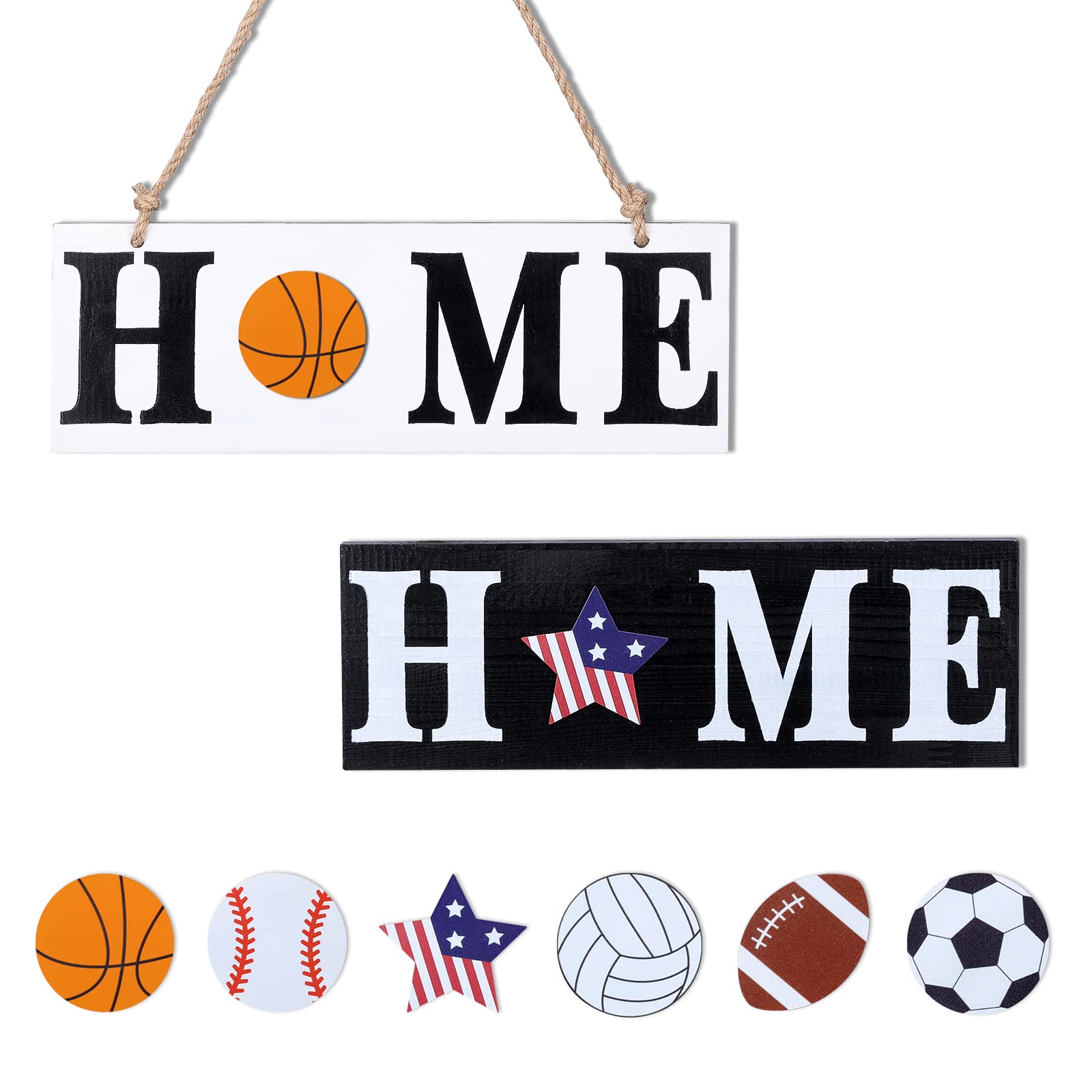 Interchangeable Welcome Home Sign - Farmhouse Wall Decor, Ball Wall Art ...