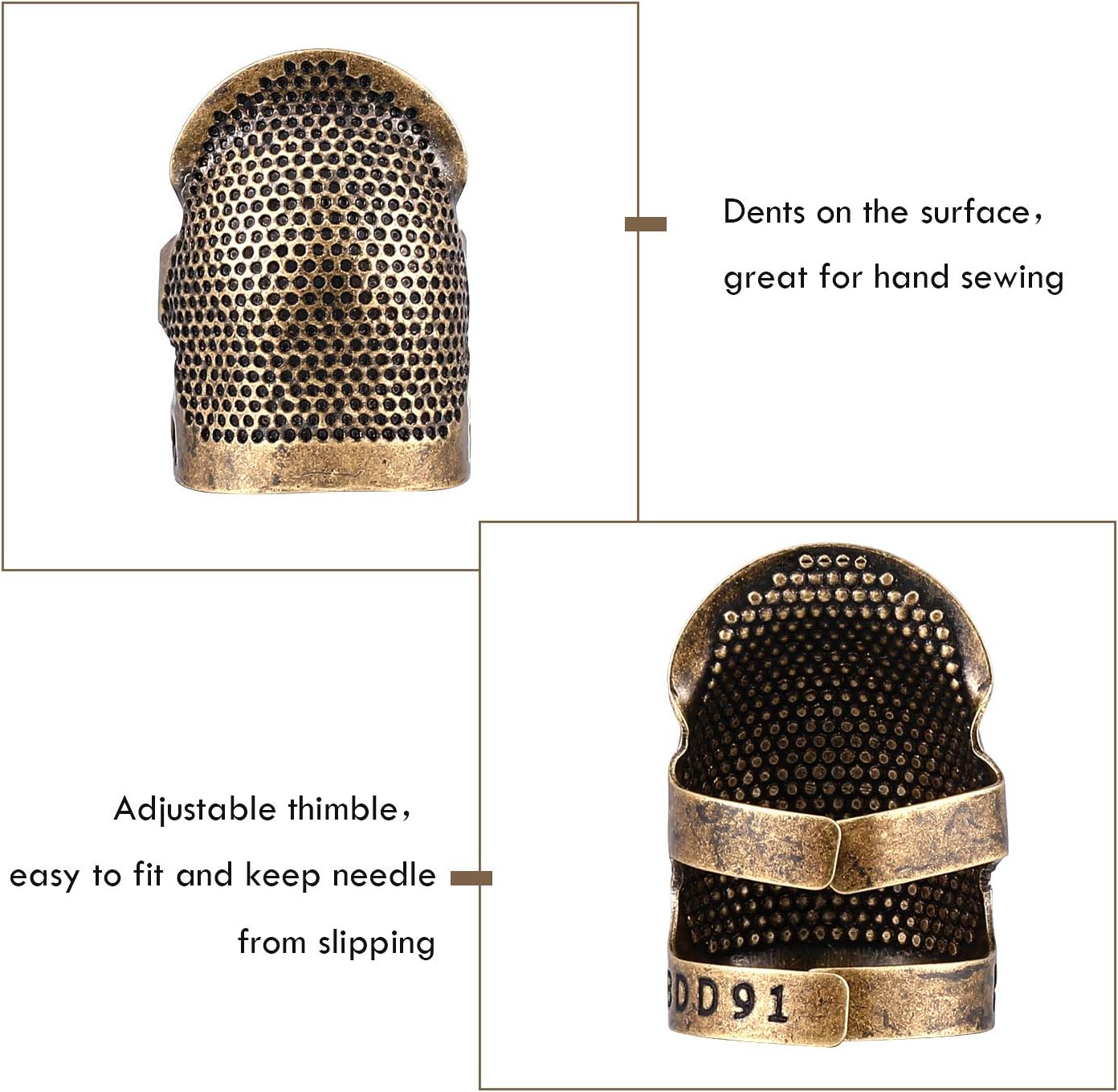 9 Pieces Sewing Thimble Finger Protector Adjustable Fingertip Thimble ...