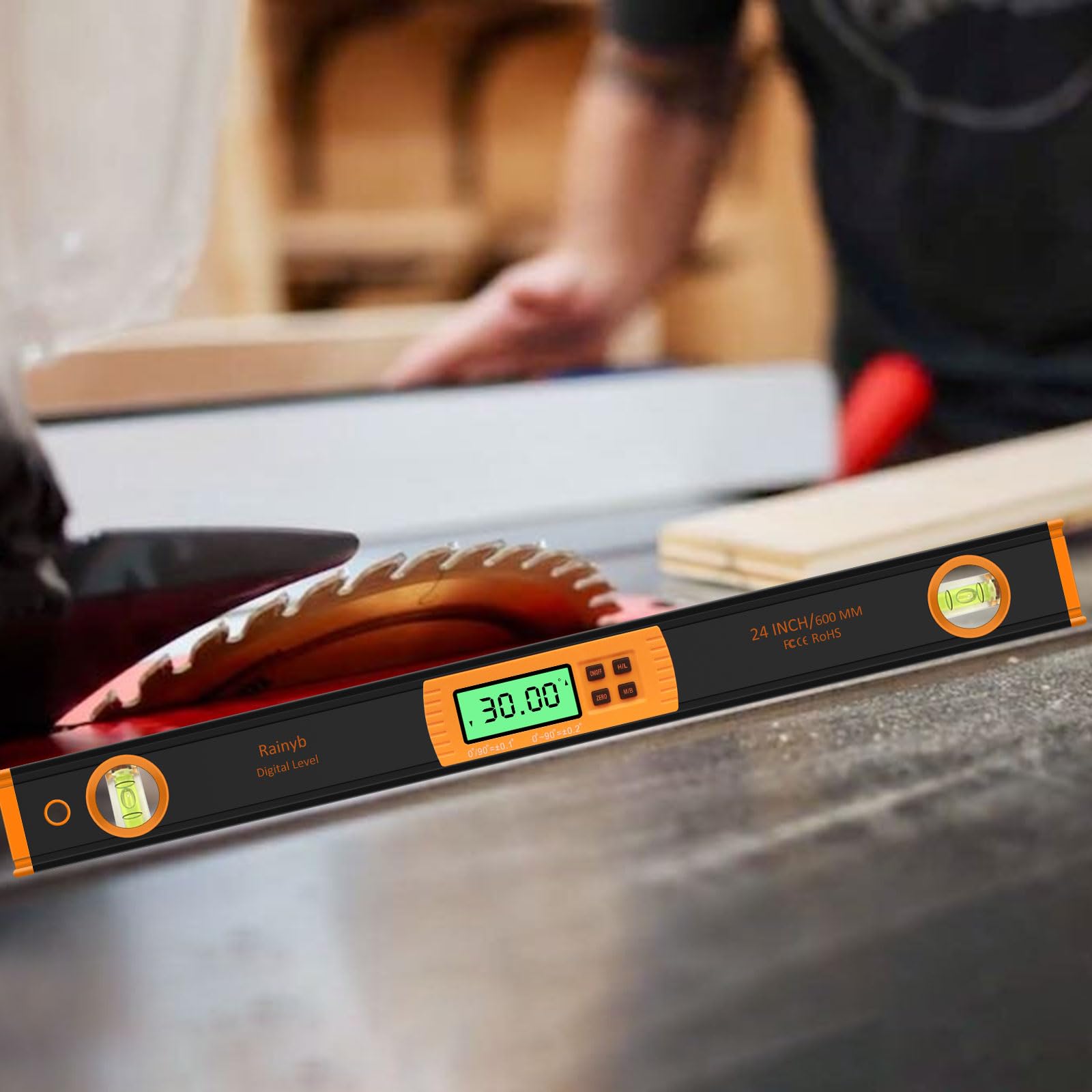 Rainyb 24 Inch Digital Torpedo Level Protractor Bright LCD Display IP54 ...