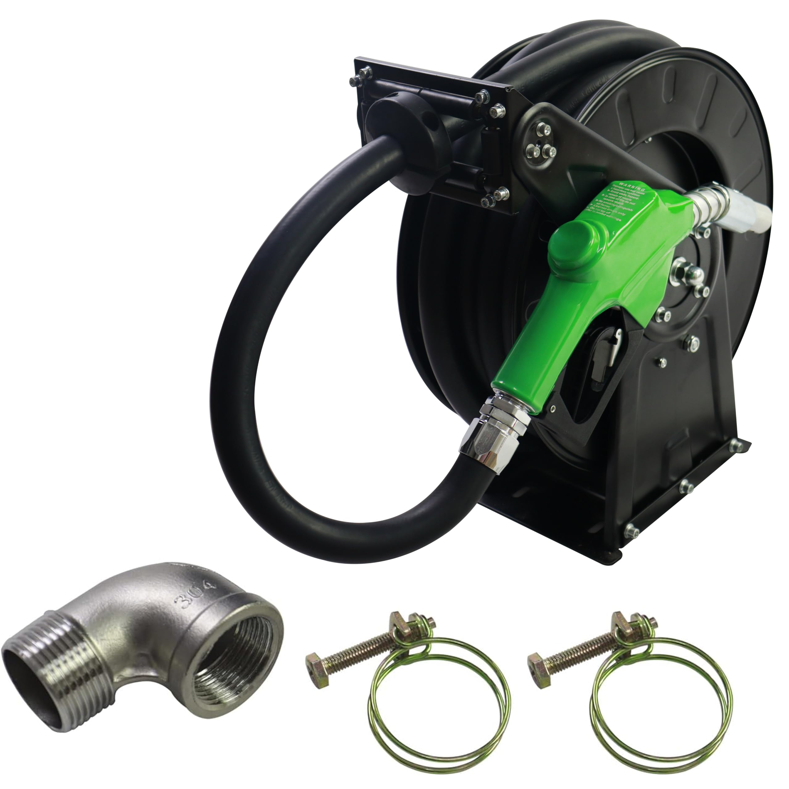 CreFiTech Fuel Hose Reel Retractable 1''X33ft w/Fuel Nozzle,Fuel Hose ...