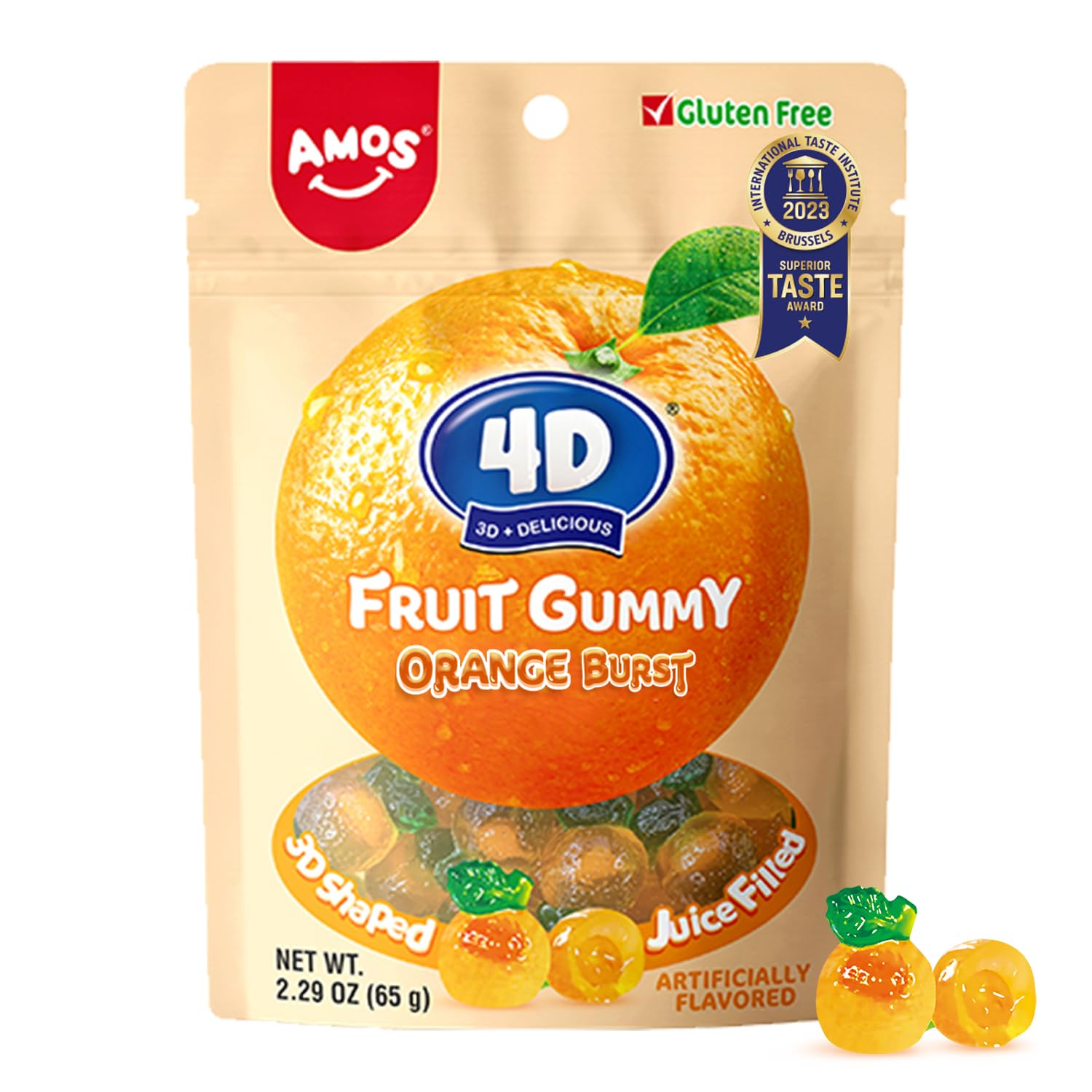Mua Amos 4D Fruit Gummy Candy Orange Burst, Fruity Snacks Gluten Free ...
