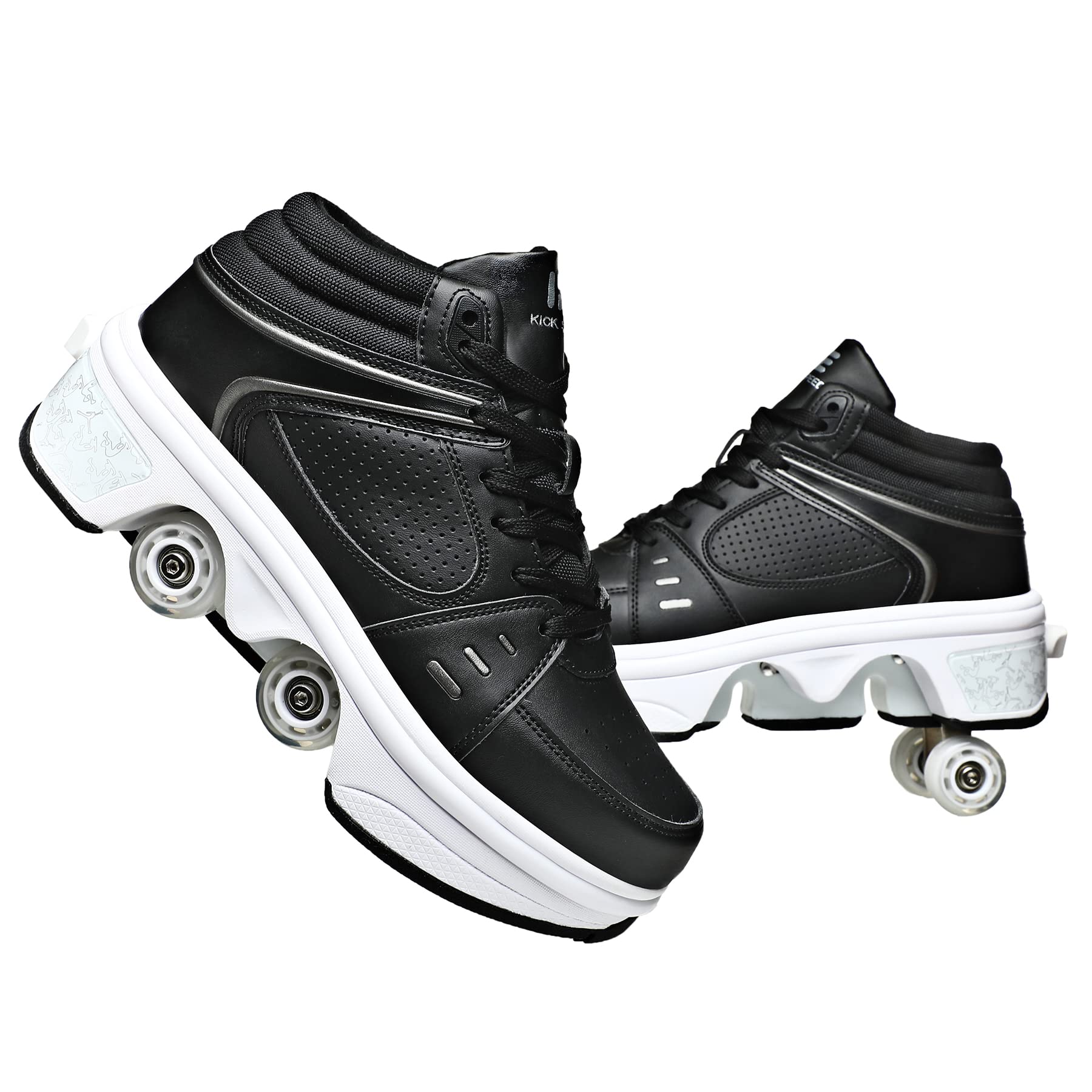 2-in-1 Roller Skates Shoes with Retractable 4 Wheels & Pop-Out ...