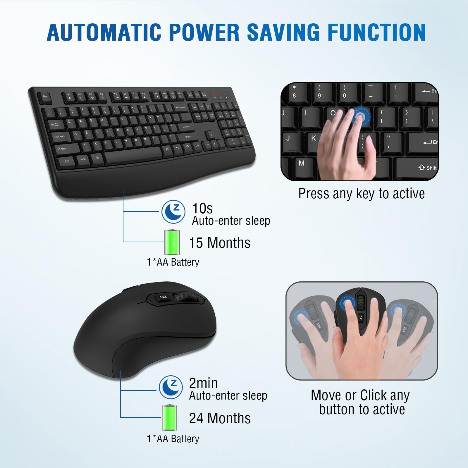 Mua Wireless Keyboard And Mouse Combo Full Sized 2 4ghz Wireless Keyboard With Comfortable Palm