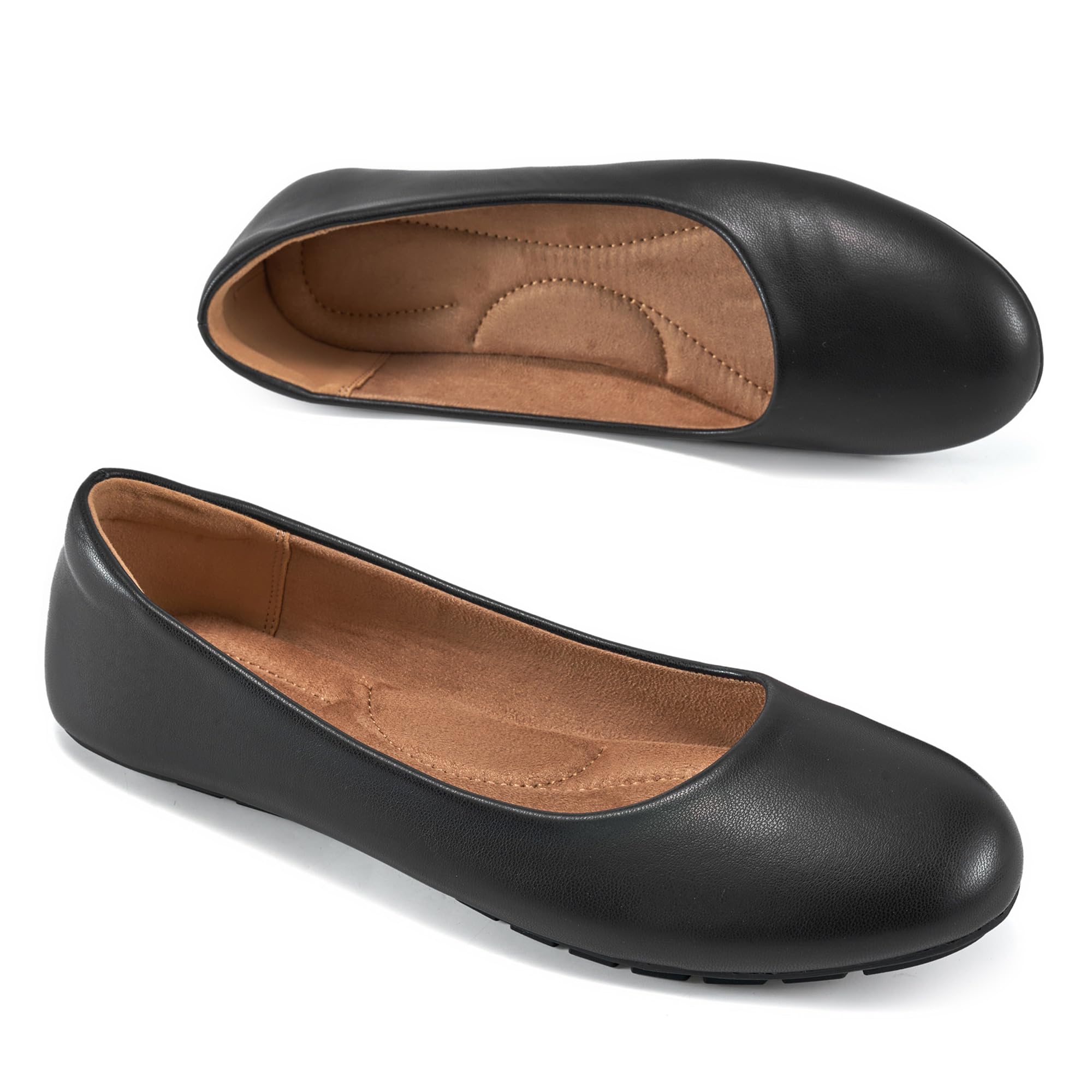 Aomigoct Flats for Women Ballets Shoes: Black 6 Dress Slip Comfortable ...