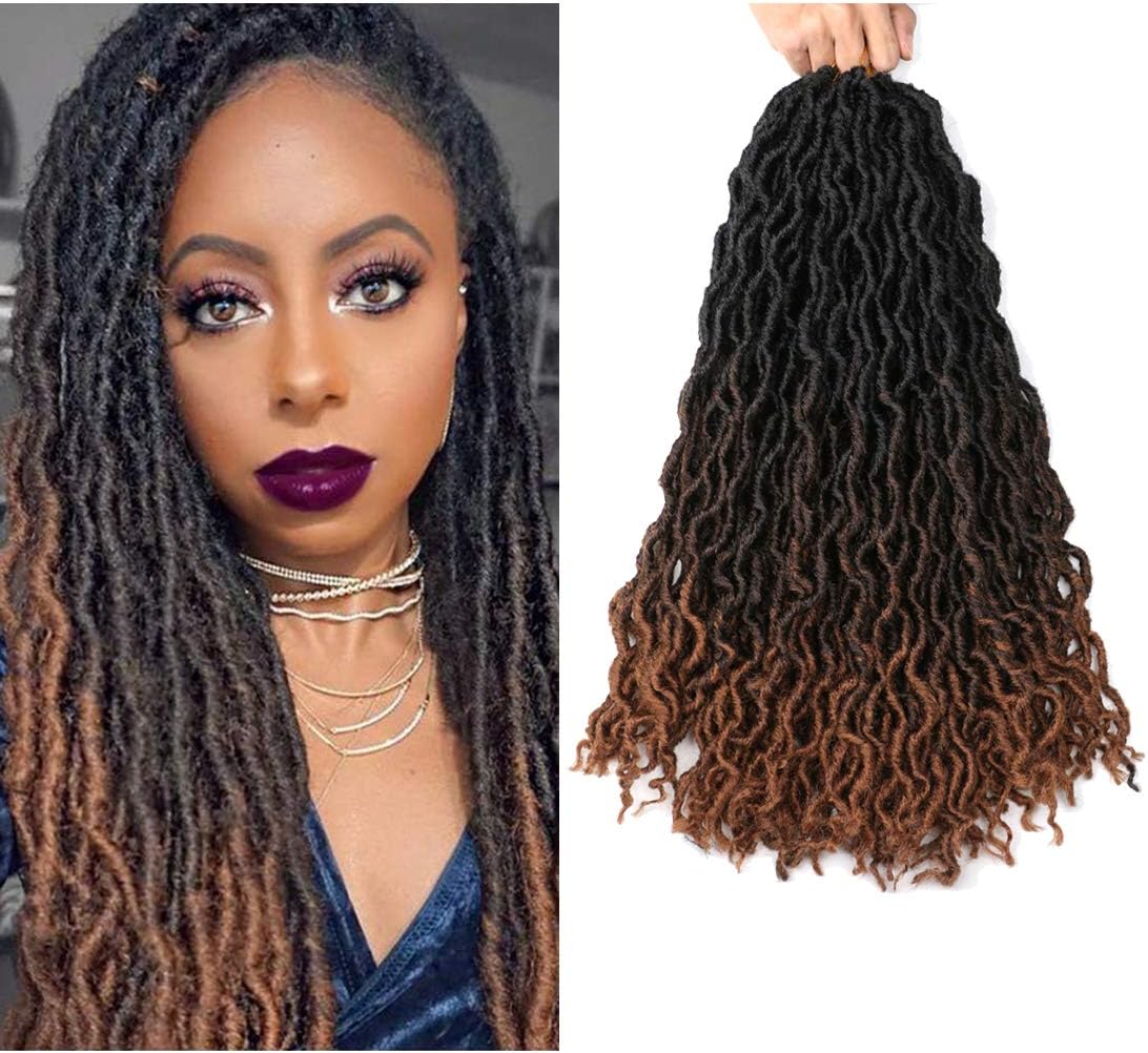 18 inch 6 Packs Gypsy Locs Faux Locs Crochet Hair Pre Looped Goddess ...