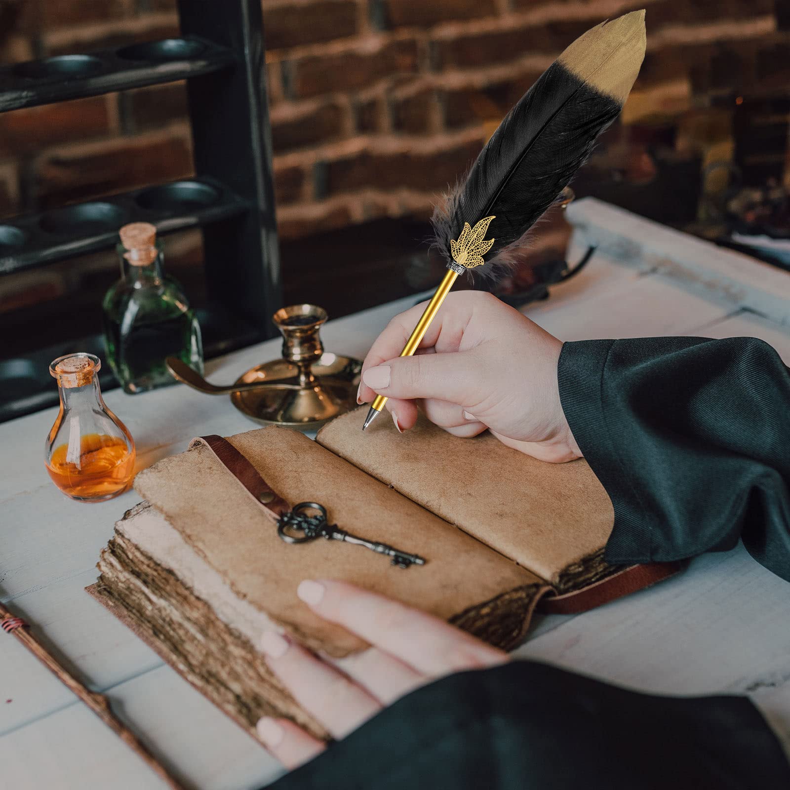 Mua 24 Pack Vintage Feather Pens and Sticky Notes Set 12 Pcs Feather ...