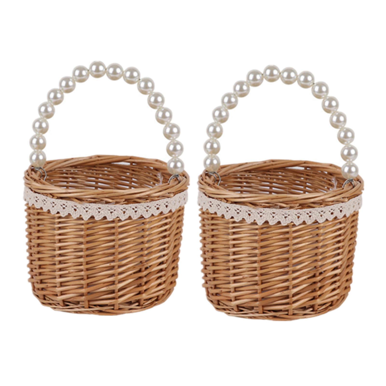 Rustic Wicker Rattan Wedding Flower Girl Baskets,Woven Rattan Storage ...
