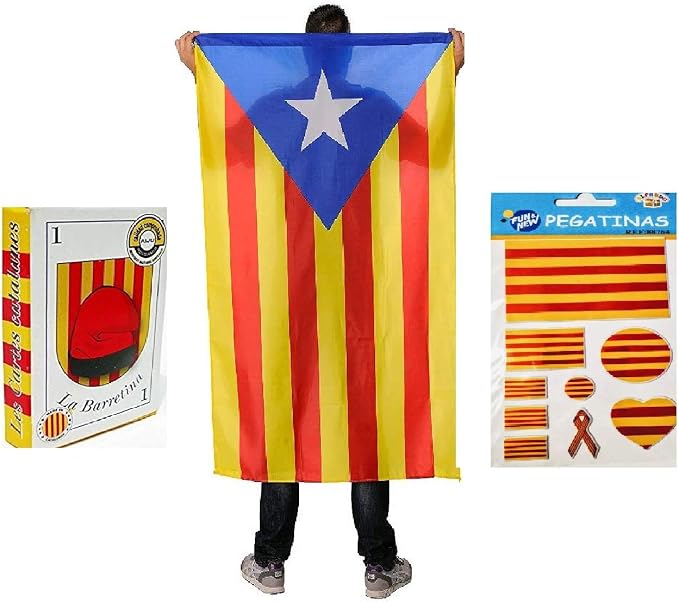 Estelada (90 * 150) + JOC de Cartes catalanes + adhesius de Catalunya ...
