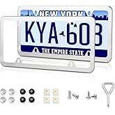 Amazon.com: RED WOLF Chrome Polished Mirror License Plate Frame ...