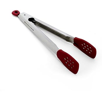 Amazon.com: KitchenAid Cook's Series Silicone Tipped Tongs, Red: Food ...