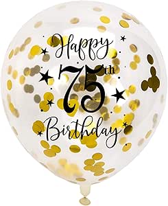 Amazon.com: Gold 75th Confetti Latex Balloons, Woman or Man Happy 75 ...