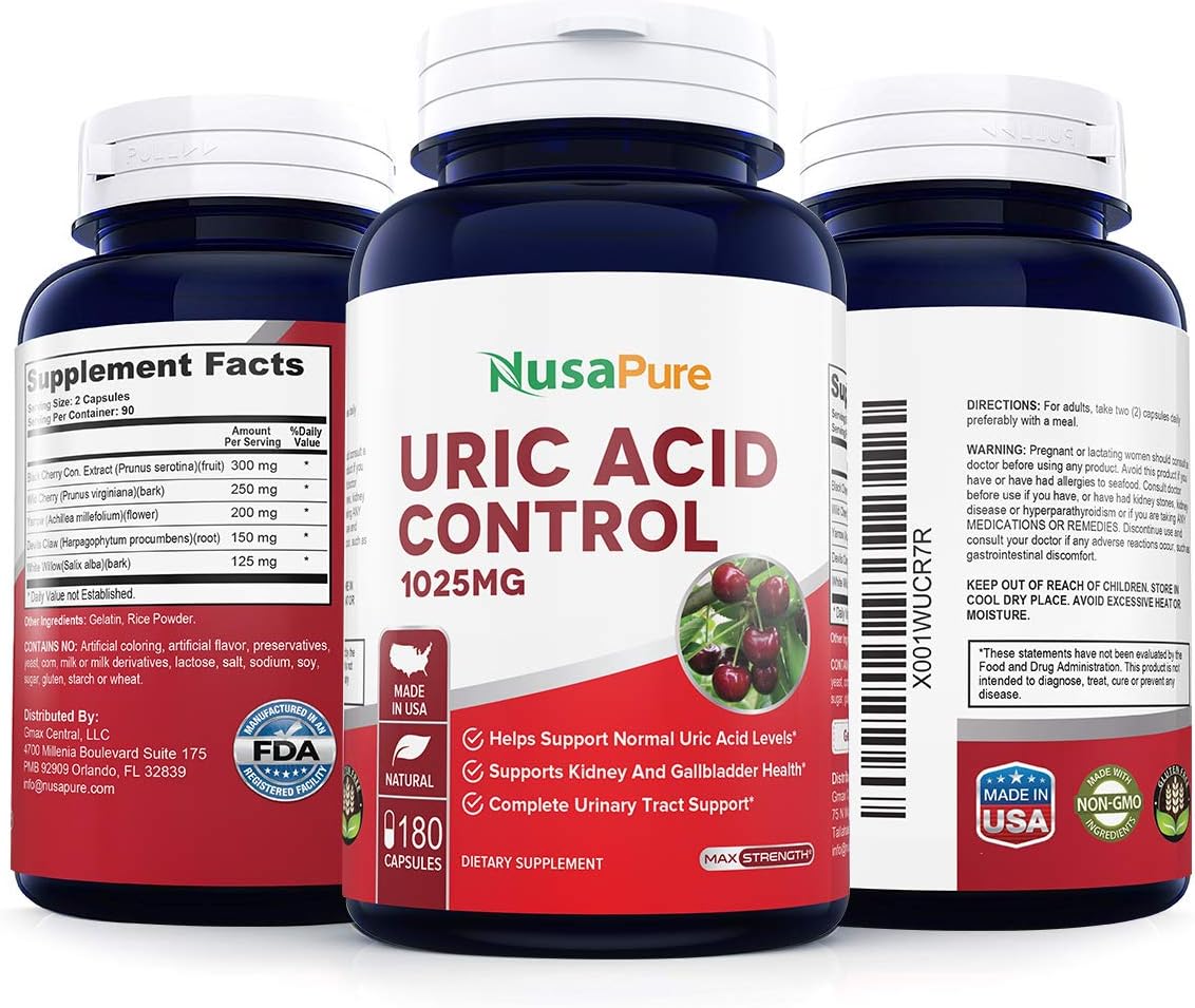 Uric Acid Control 180 caps (Non-GMO & Gluten Free) Supports Normal Uric ...