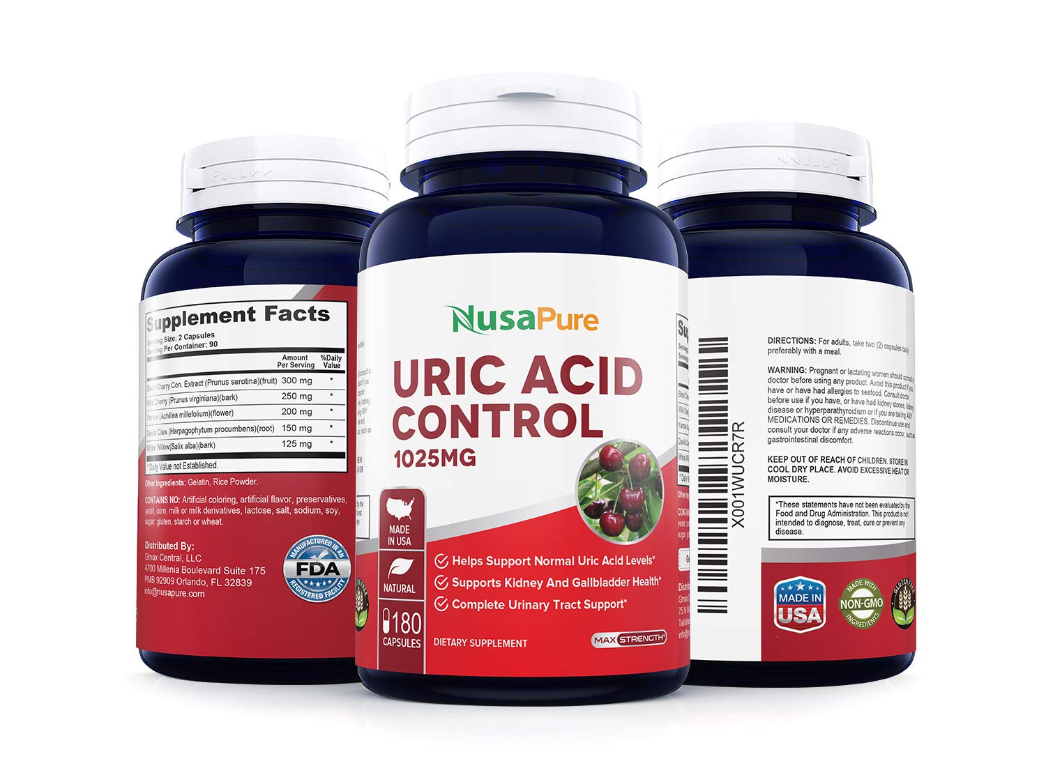 Uric Acid Control 180 caps (Non-GMO & Gluten Free) Supports Normal Uric ...