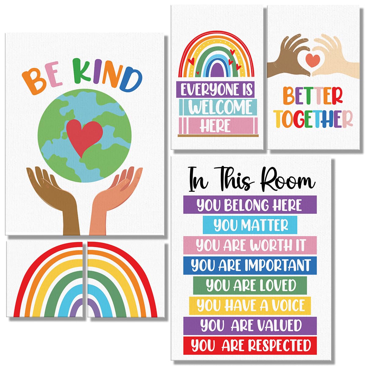 YEOION Inspirational Diversity Wall Art,Diversity Posters for Classroom ...