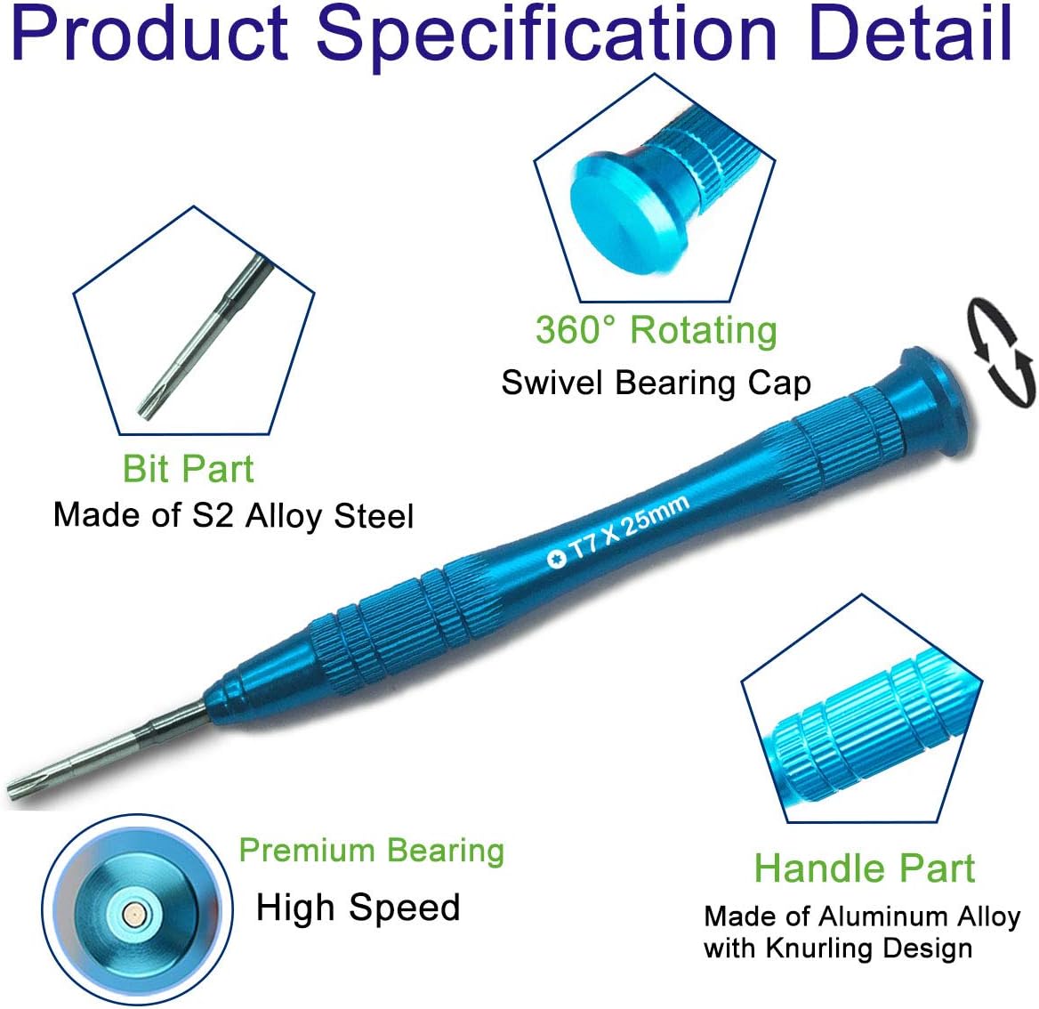 HOUSEGAGA 6-Pointed Precision Screwdriver Torx T7 Screwdriver, Precise ...