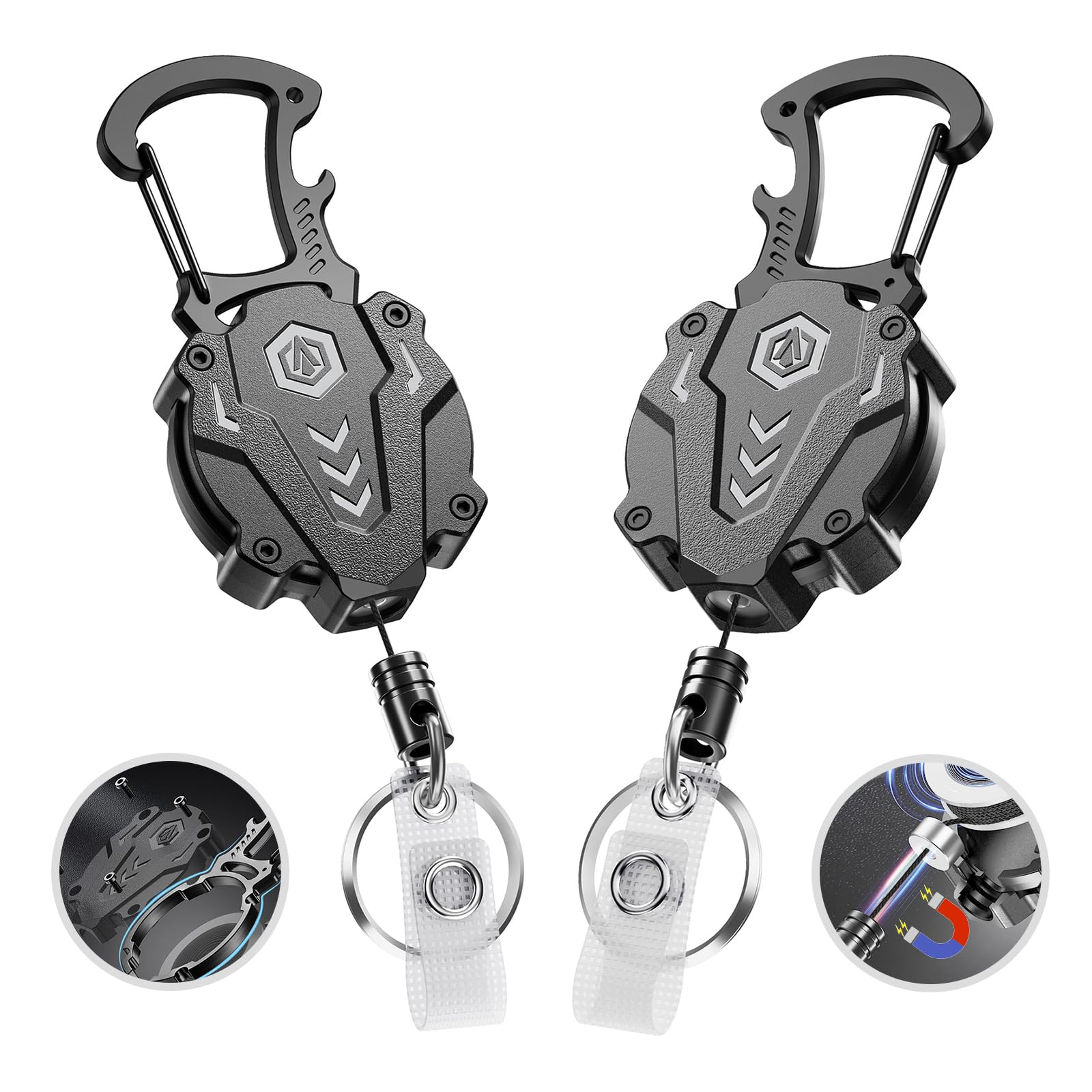 Autonomier 2Pack Heavy Duty Retractable Keychain, Tactical ID Badge ...