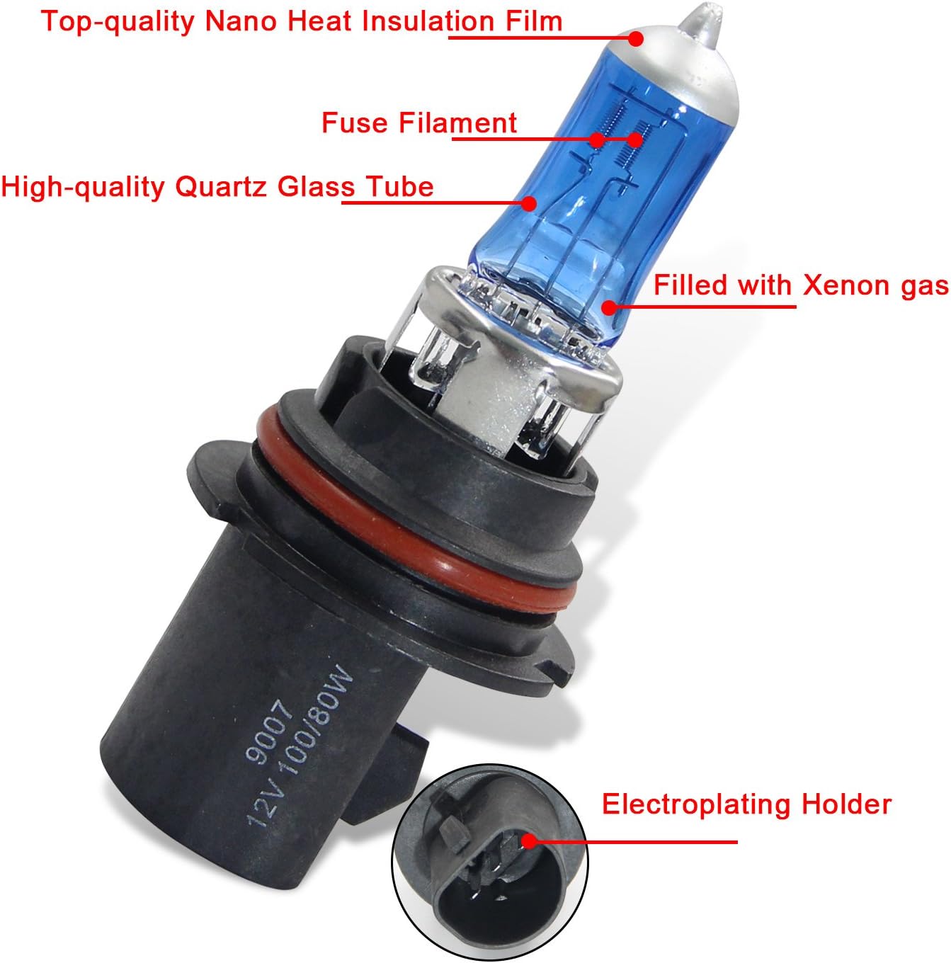 Winpower HB5/ 9007 Halogen Headlight Bulbs 100W/80W 5000K Warm White ...