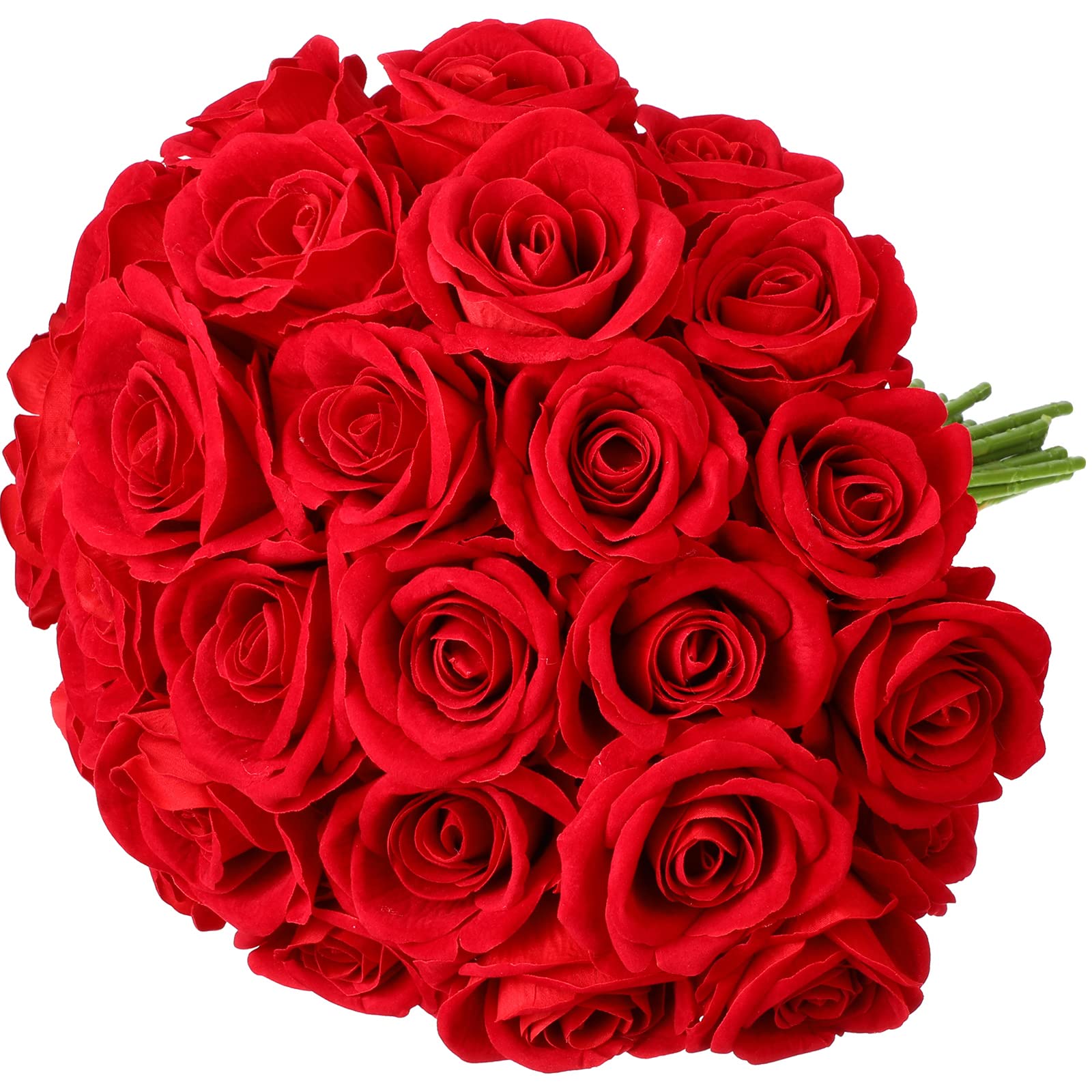 Hoteam 60 Pcs Velvet Flowers with Long Stem 4 Inch Large Artificial ...