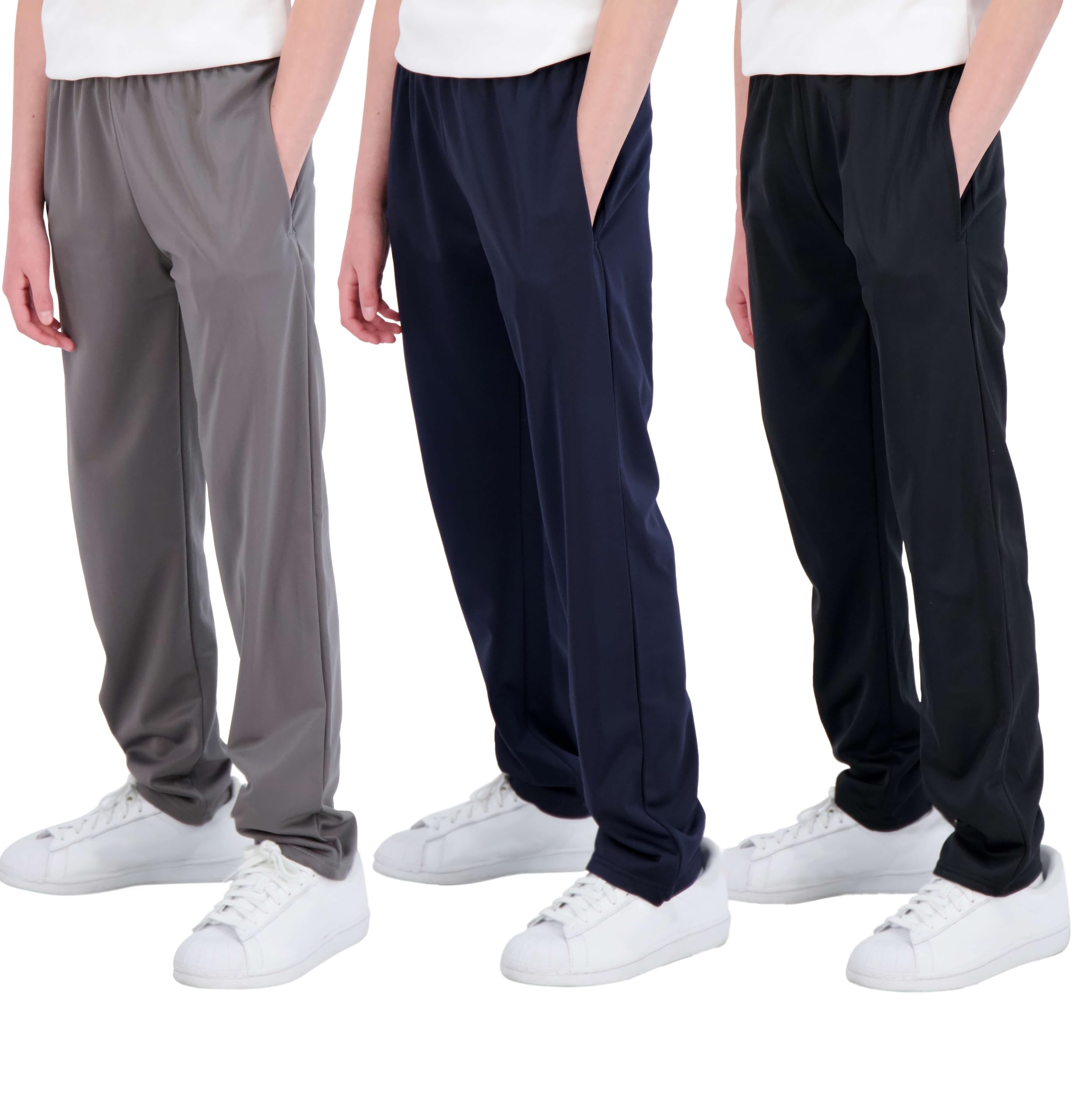 Real Essentials 3 Pack: Boys Active Tricot Sweatpants Track Pant ...
