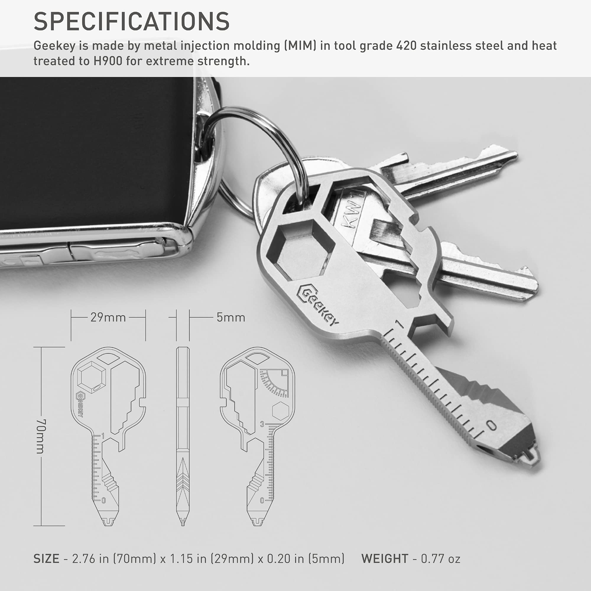 Geekey Multi-tool | Original Key Shaped Pocket Tool | Stainless Steel ...