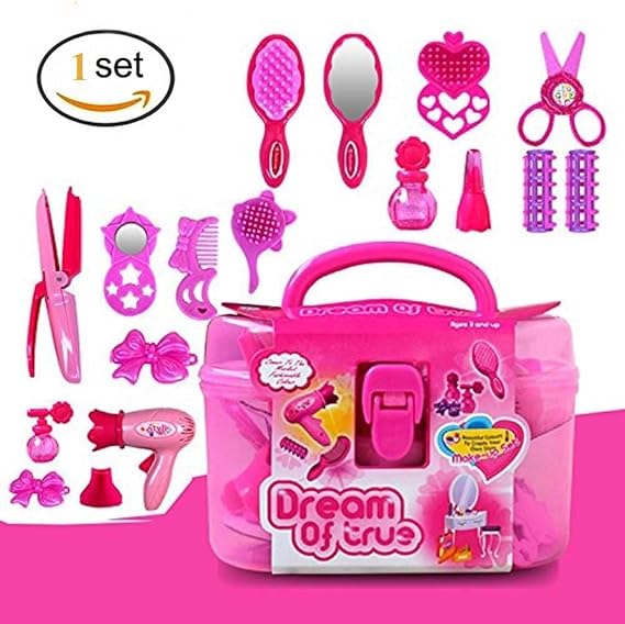 EQLEF Hairdressing Set, Pink Simulation Hairdressing Cosmetics Beauty ...