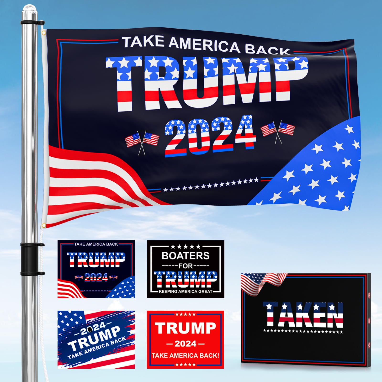 Trump 2024 Flag, TAKEN 3x5 Ft Trump for Presidential Take Back America ...