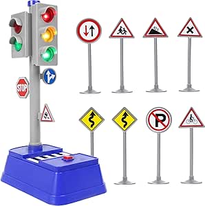 Amazon.com: Kiddie Play Traffic Signs and Crosswalk Light Signal Toys ...