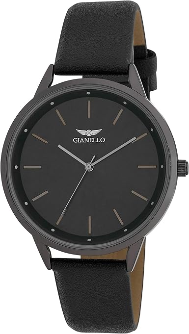 Gianello Mens GNL7735BK Minimalist Black Case Black Strap Watch ...