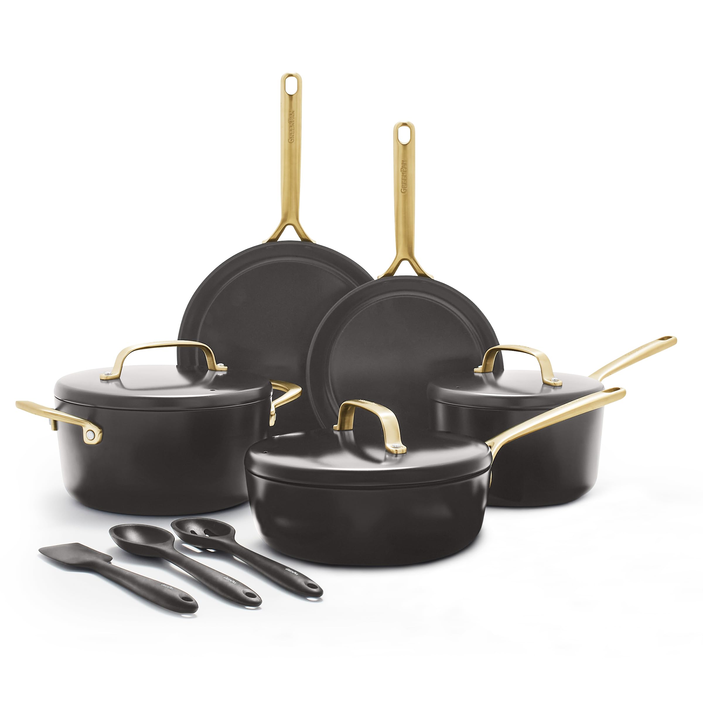 GreenPan GP5 14 Piece Cookware Pots and Pans Set, Hard Anodized Ceramic ...