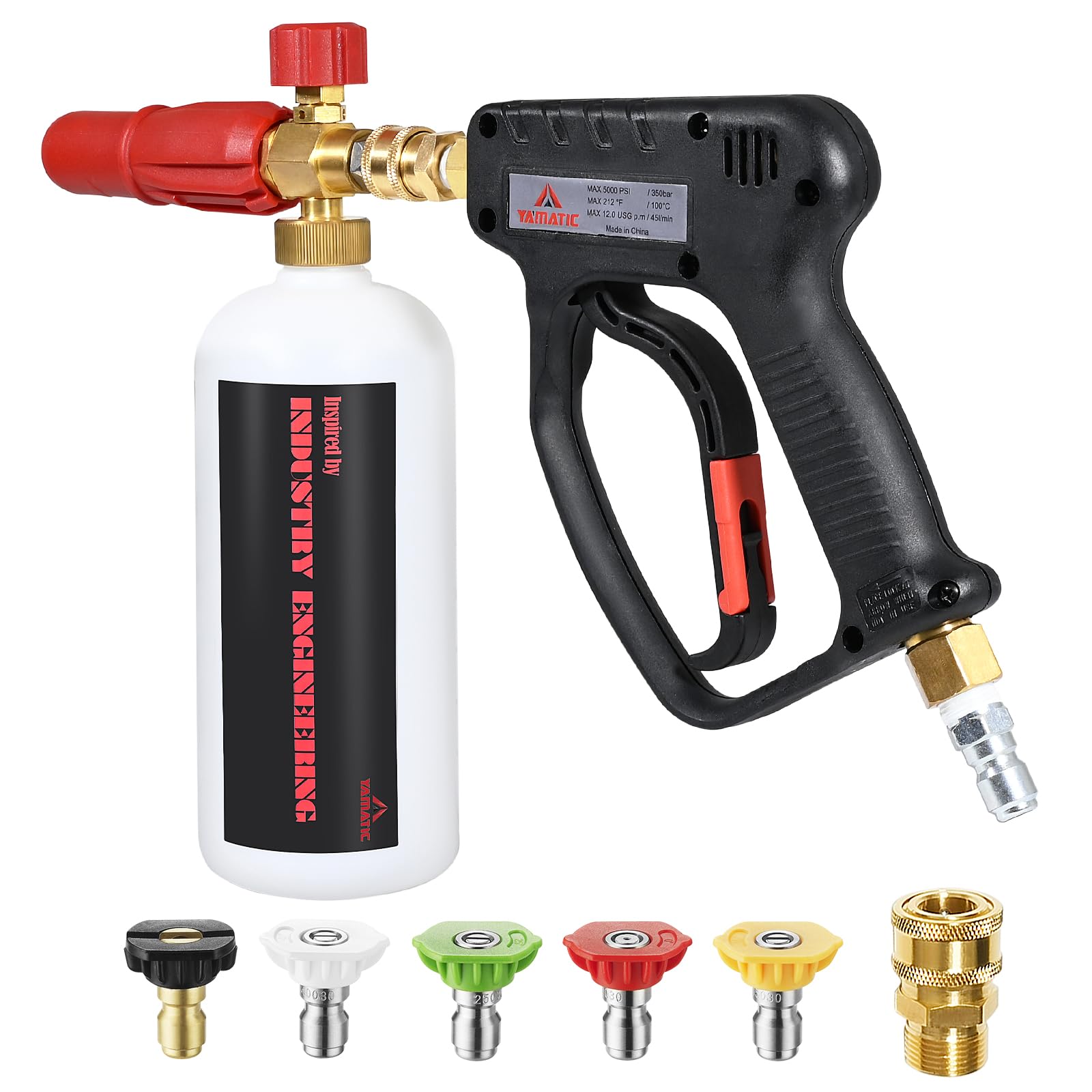 YAMATIC Pressure Washer Gun with Foam Cannon for Car Wash, 5000PSI ...