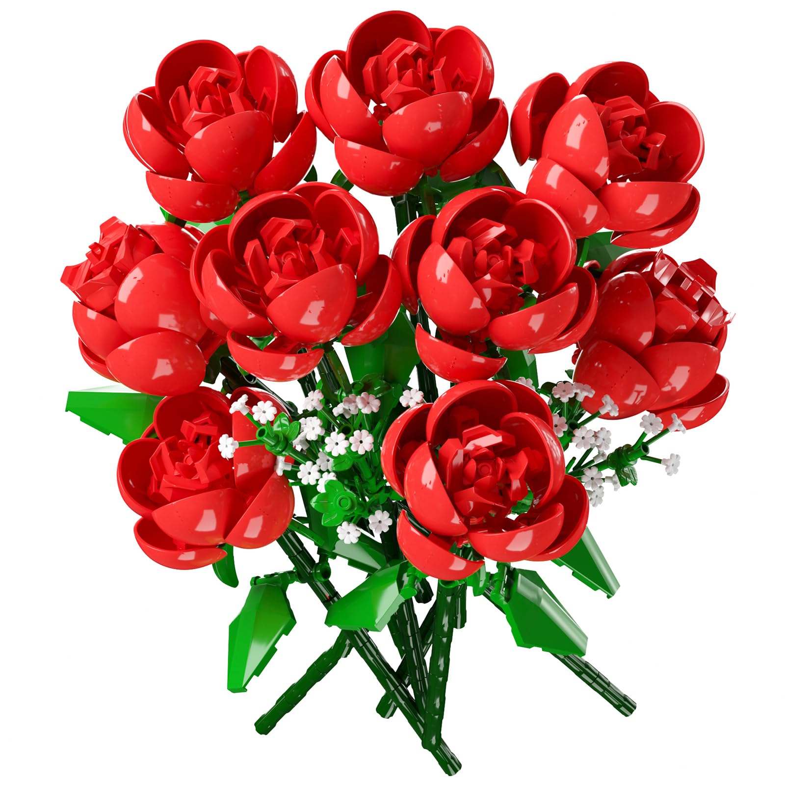 Dexblocks 780PCS Red Roses Building Set for 16 Years Old up and Adults ...