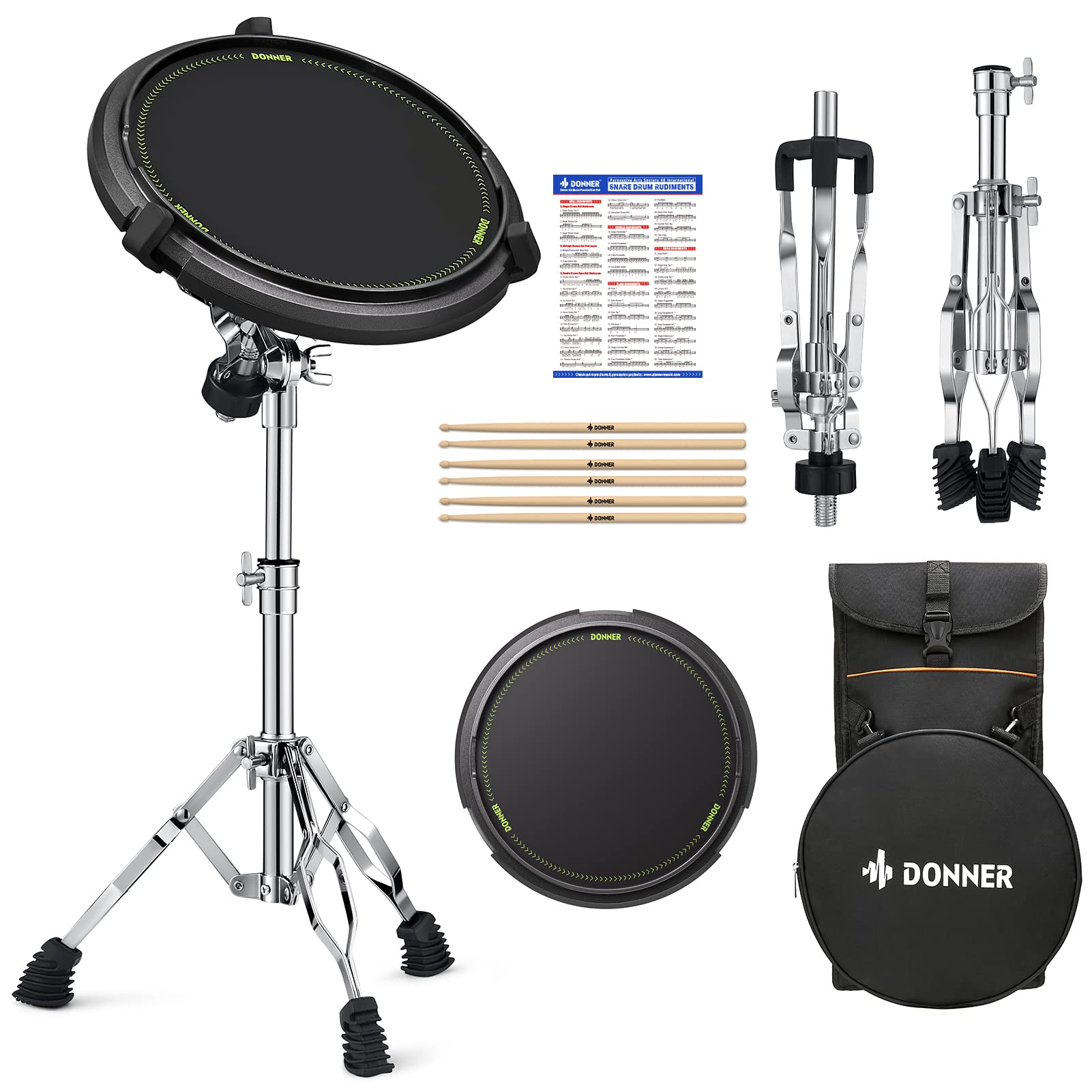 Donner Drum Practice Pad Stand Kit Snare Drum Stand with 12'' Marching ...