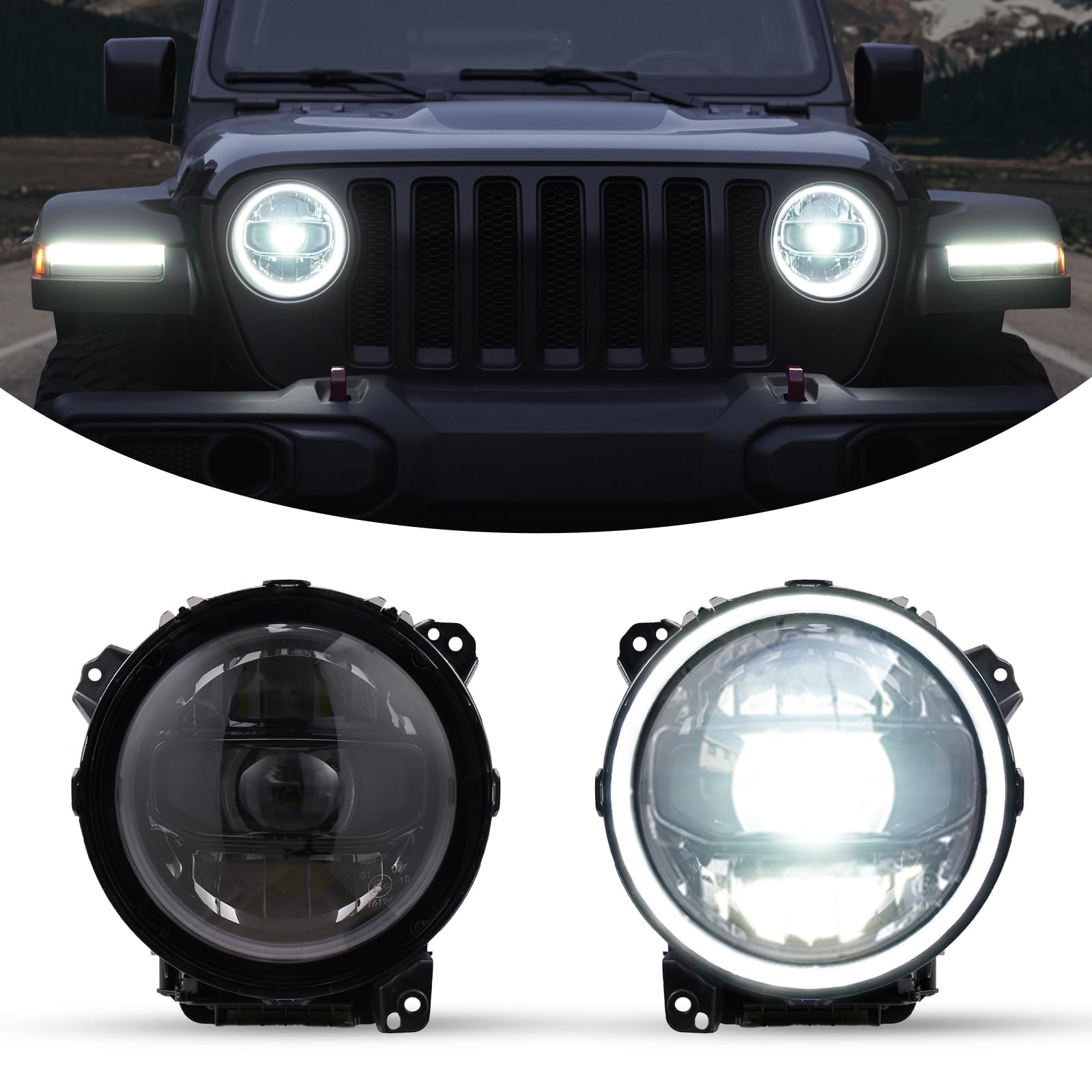 Kiwi Master OEM Style LED Headlights for Jeep Gladiator JT 2018-2024 Jeep Wrangler JL/4xe ...