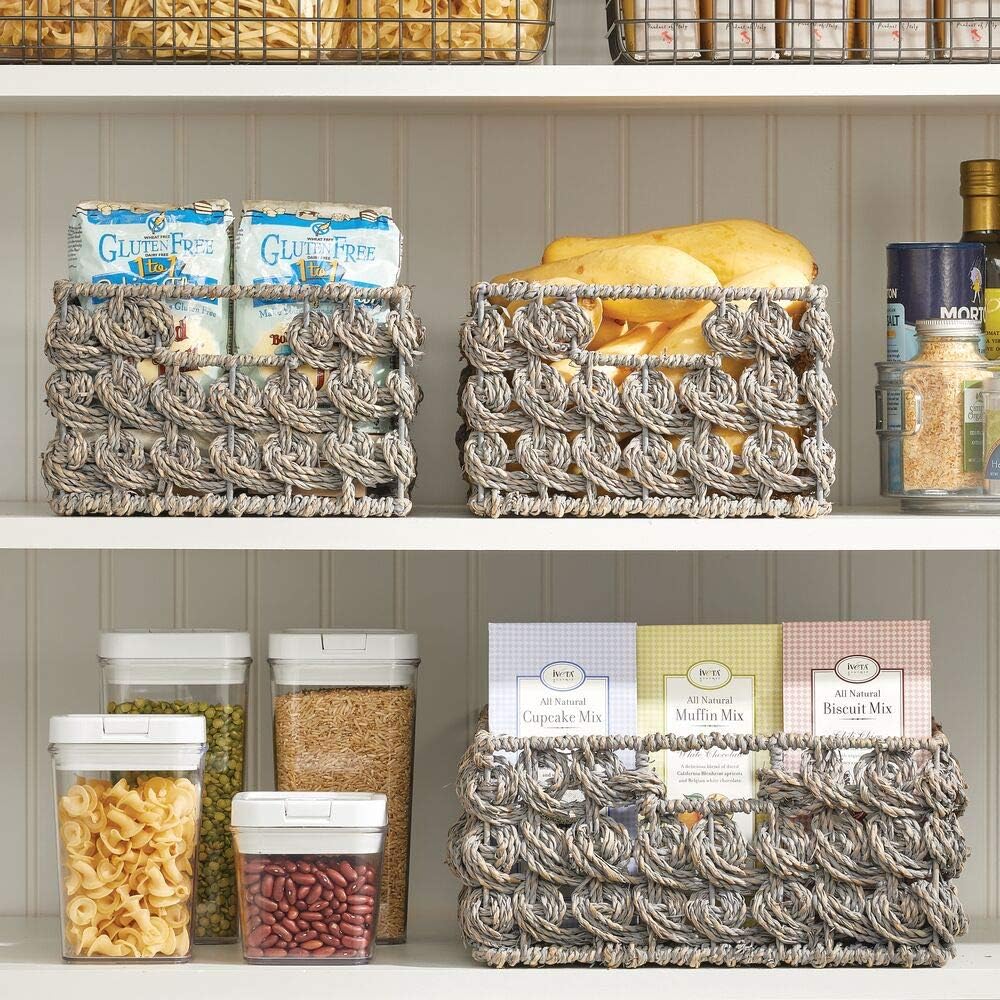 mDesign Set of 3 Storage Baskets — Wicker Storage Boxes for The Kitchen ...
