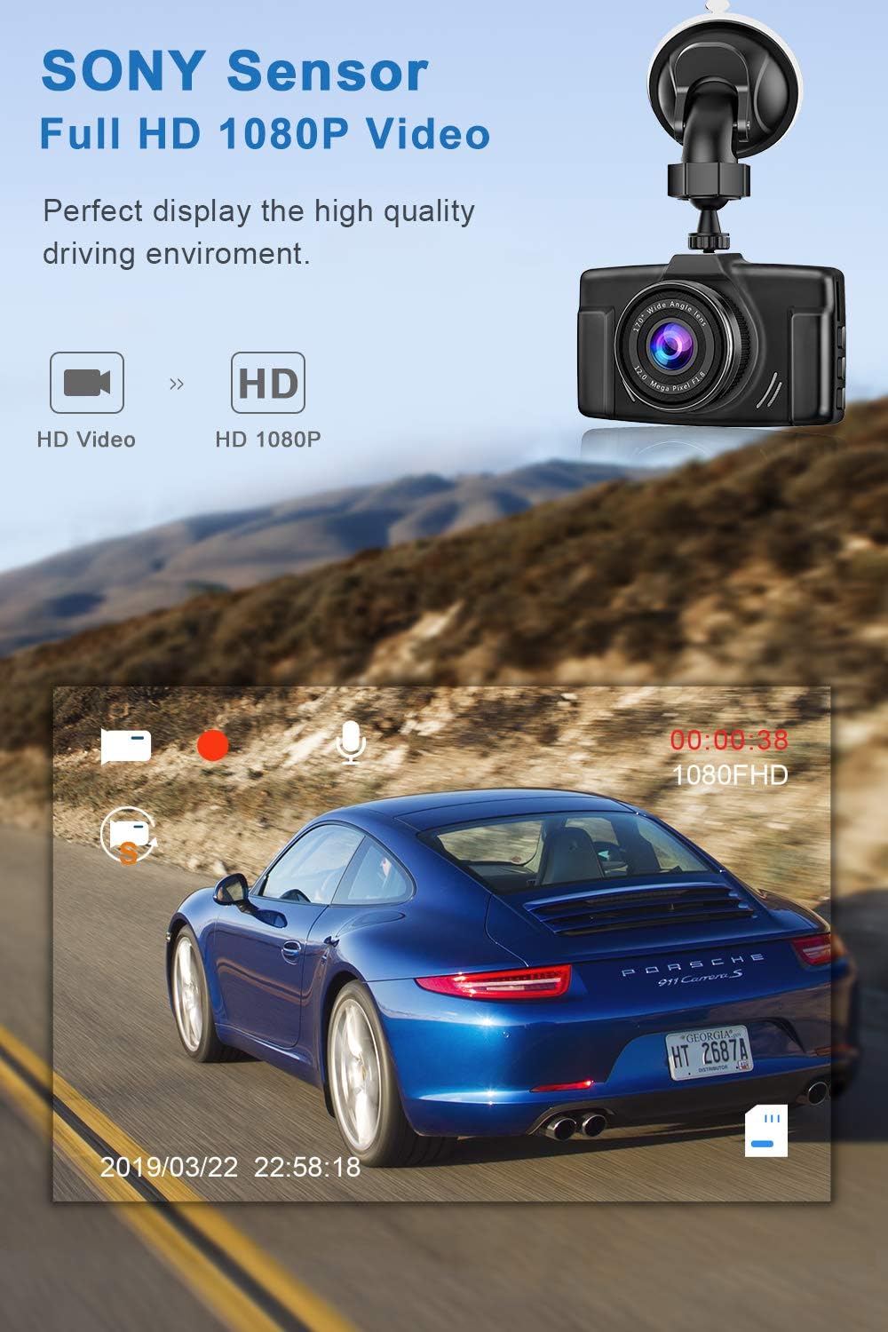 【2020 New Version】CHORTAU Dash Cam 1080P FHD Camera for Car Dash Camera ...
