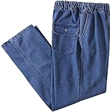 Soojun Mens Casual Loose Fit Elastic Waist Jeans Denim Pants at Amazon ...