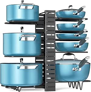 ORDORA Pot and Pan Organizer for Cabinet, 8 Tier Pot Rack with 3 DIY ...