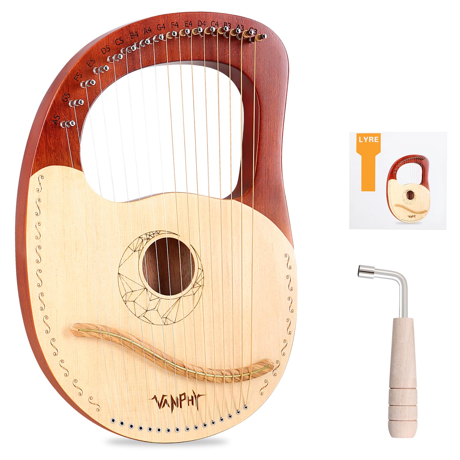 Mua Lyre Harp, 16-String Metal String Lyre, Mahogany Body with Tuning ...