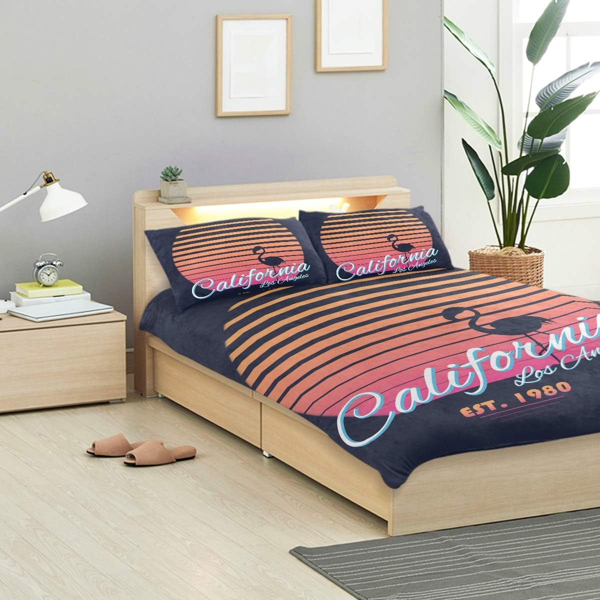 Amazon.com: BISHUO 80S Style Vintage California Typography Retro Duvet ...