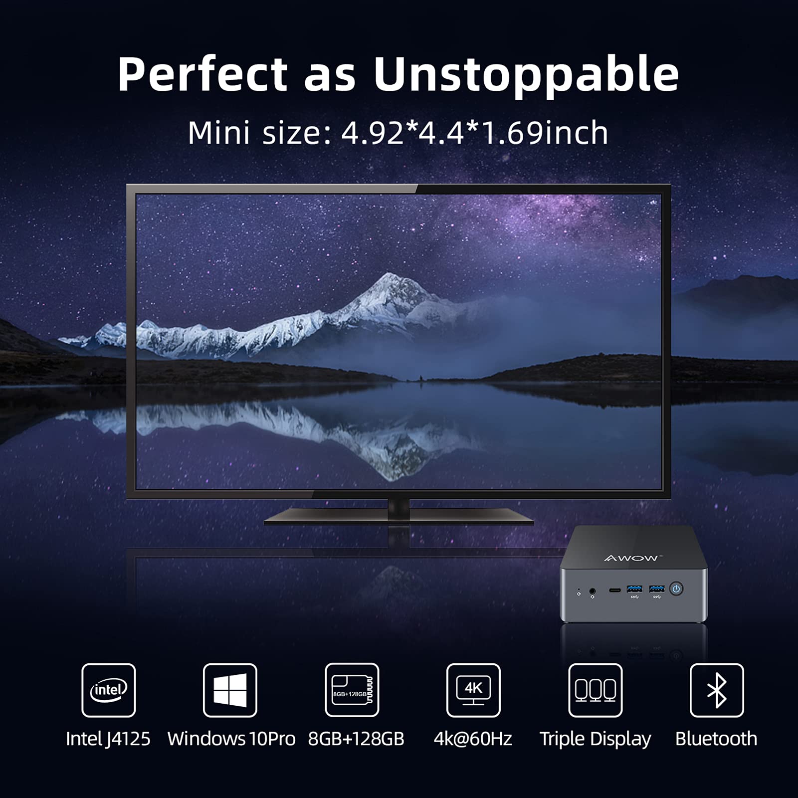 Mua AWOW Mini PC Intel J4125, 8GB LPDDR4 128GB M.2 SSD Mini Desktop ...